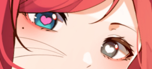 Multi-colored cat VTuber eyes with heart pupils Multi-colored cat ...