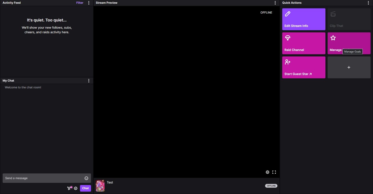 Click on the “Manage Goals” button.