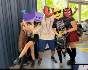 She’s having fun with her friends