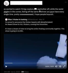 Another VTuber hating on the ceremony