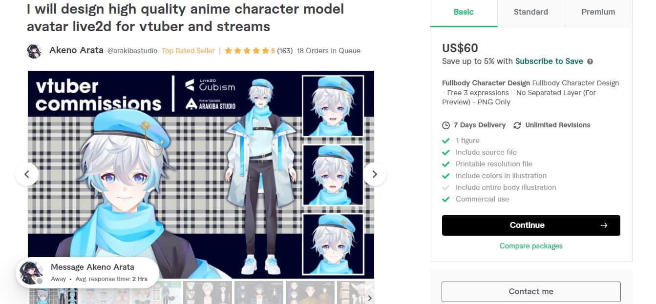 Akeno Arata does VTuber Model Commission on Fiverr