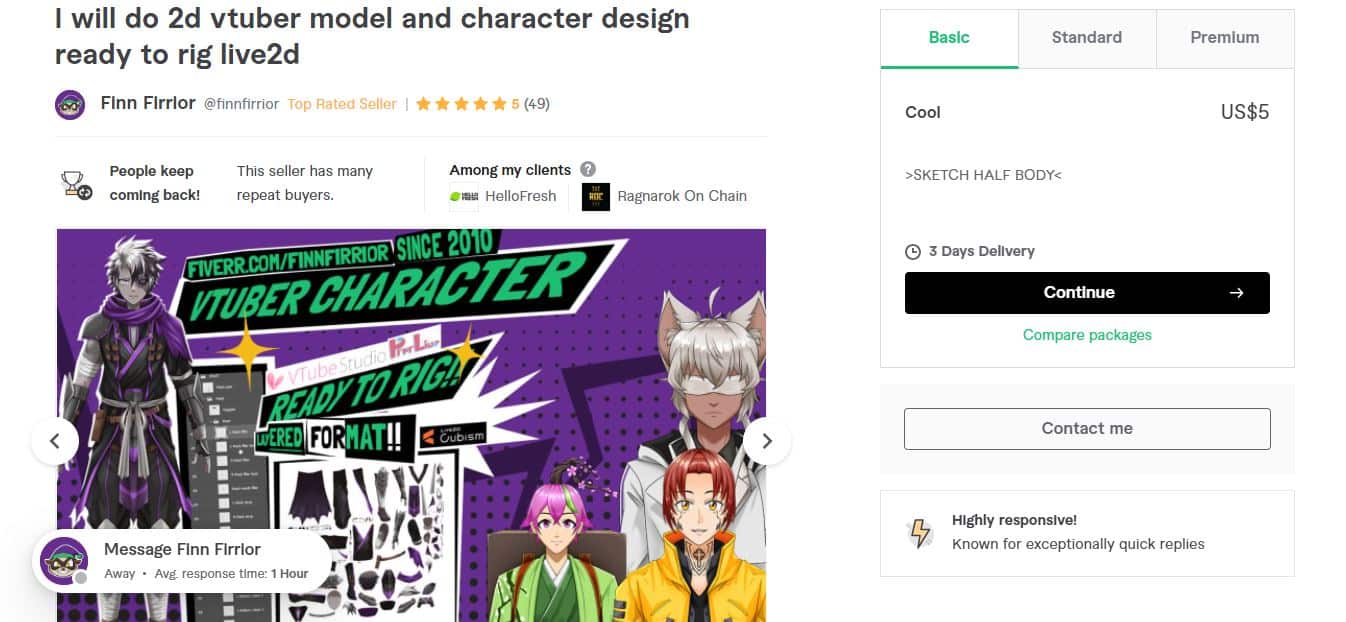 Finn Firrior does Male VTuber Model Commission