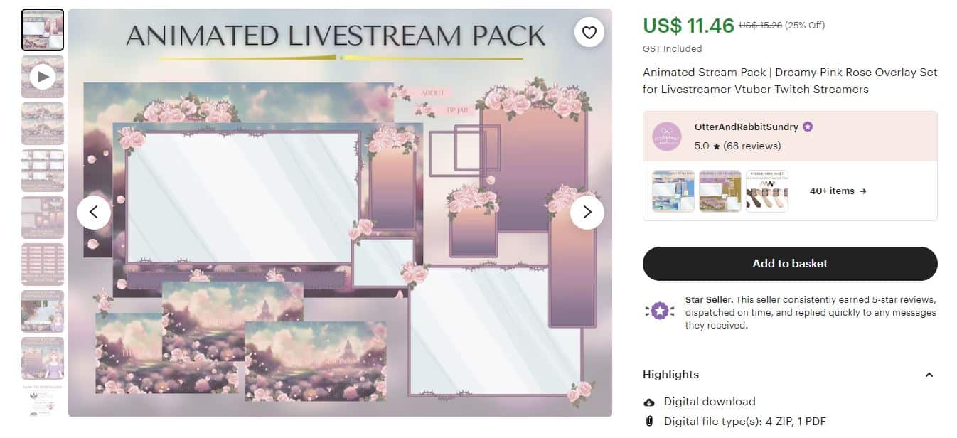 Rabbit does VTuber Overlay commissions on Etsy