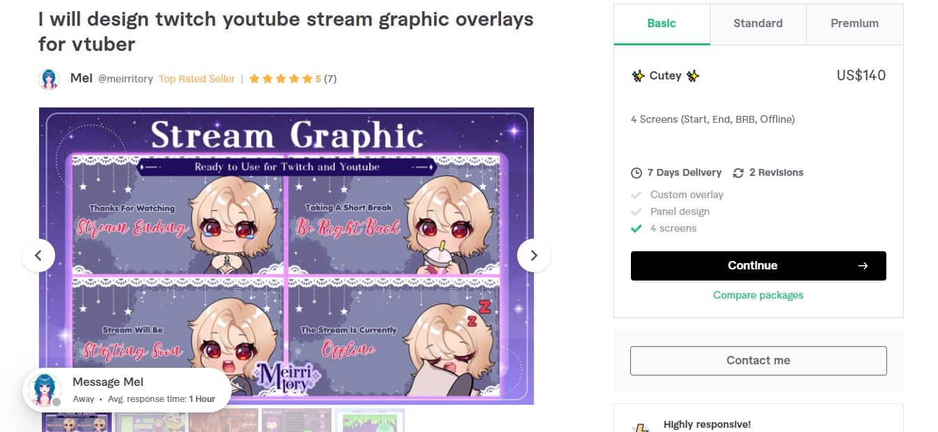 Mei does VTuber Overlay commissions on Fiverr