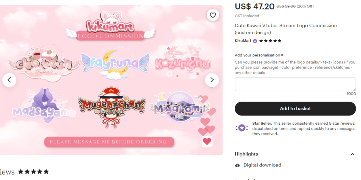 Kikumart Vtuber logo commissions