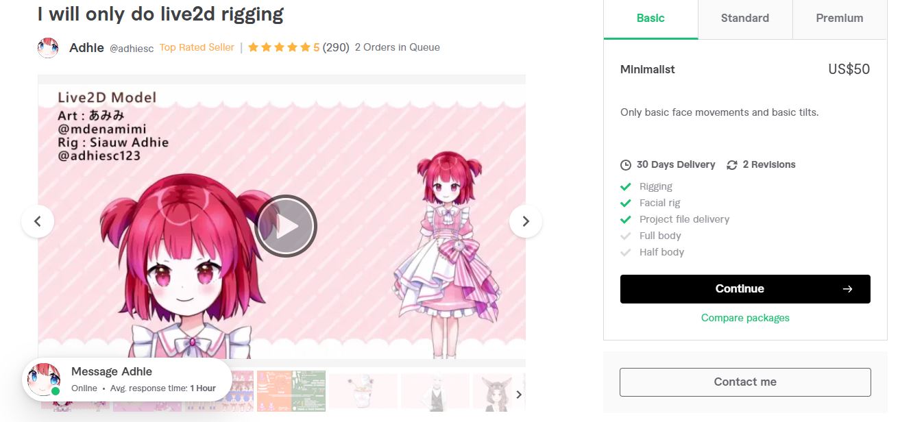 Adhie does Live2D rigging commission on Fiverr.