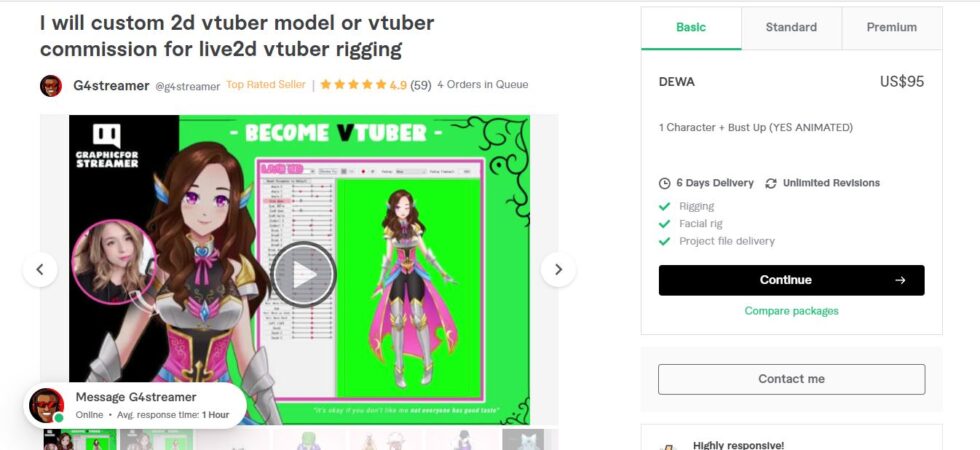 G4streamer does VTuber rigging commission on Fiverr.