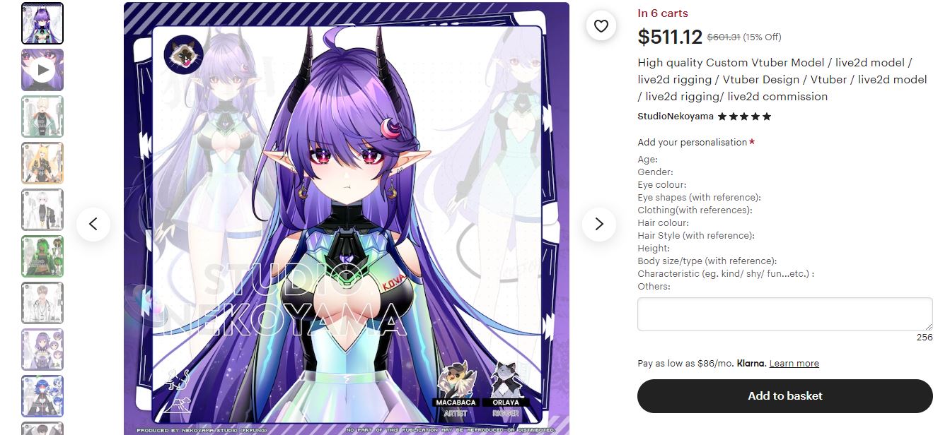 Etsy VTuber Models