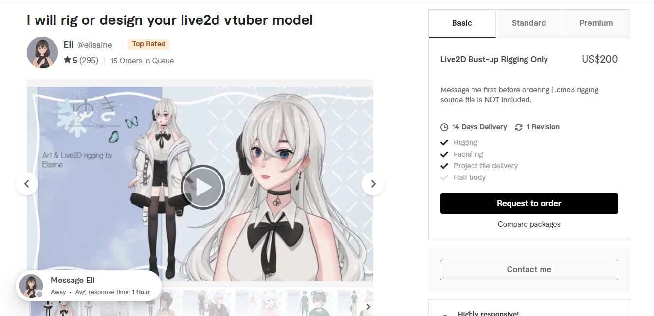 Eli does VTuber Model Commission on Fiverr