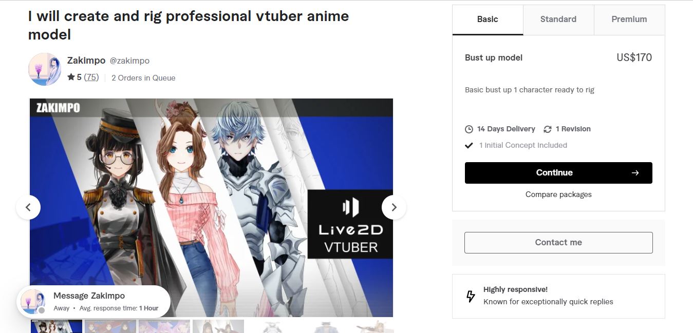 Zakimpo does VTuber model commission on Fiverr