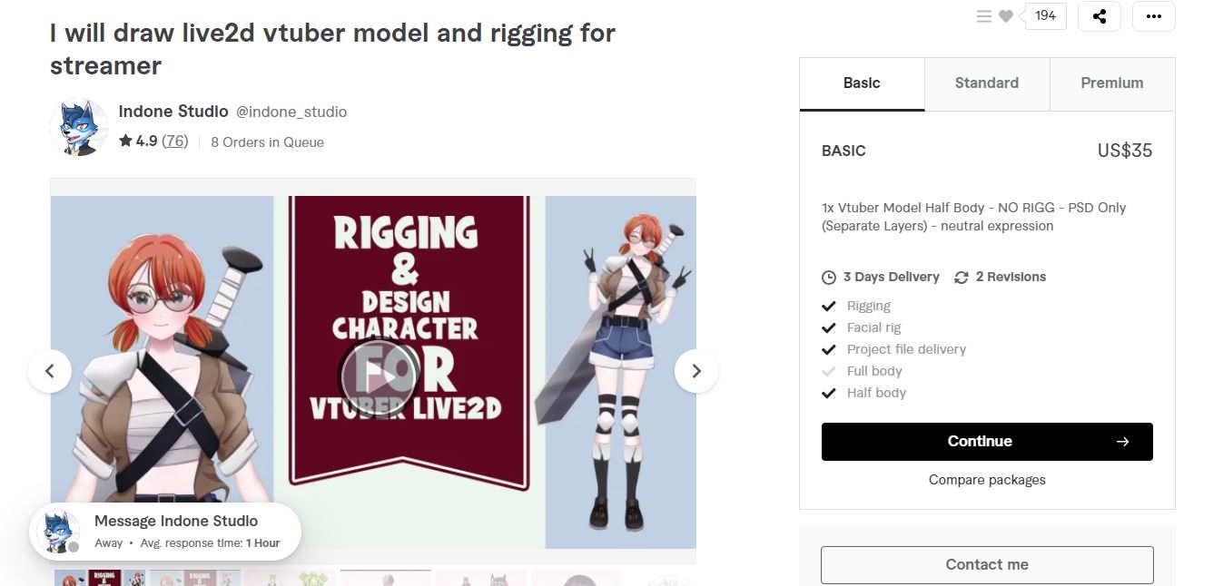 Indone Studio does VTuber model commission on Fiverr