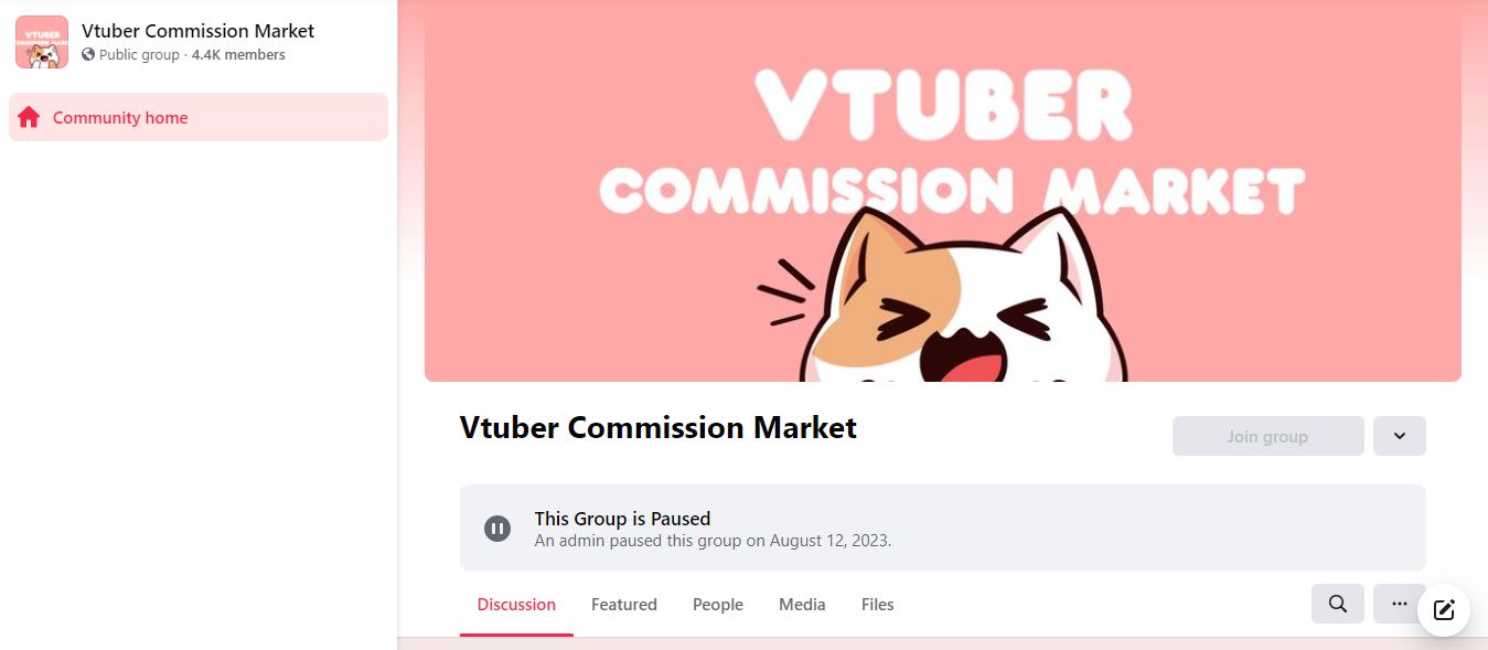 Facebook Group #4 – VTuber Commission Market (4400 Members)