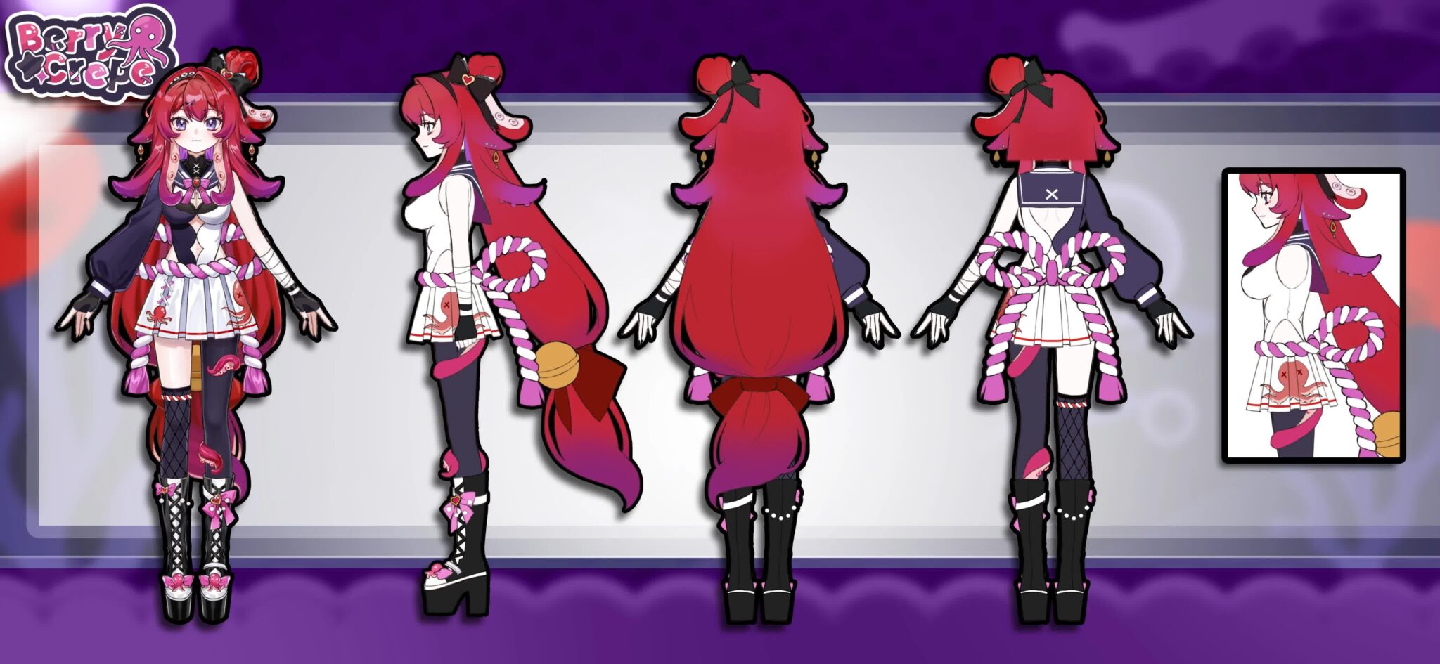 BerryCrepe’s official model reference sheet showing front, side, and ...